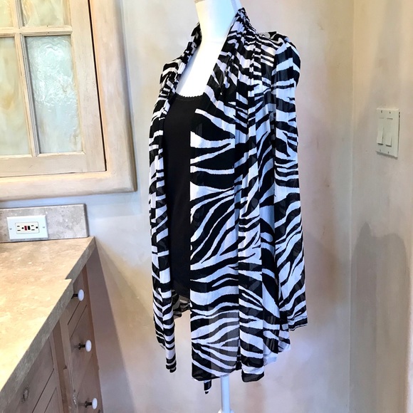 Tops | Zebra Striped Semisheer Cover | Poshmark